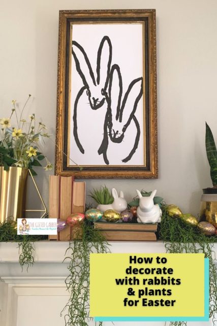 Spring Rabbit Decor and Plants - Boho Easter Decor