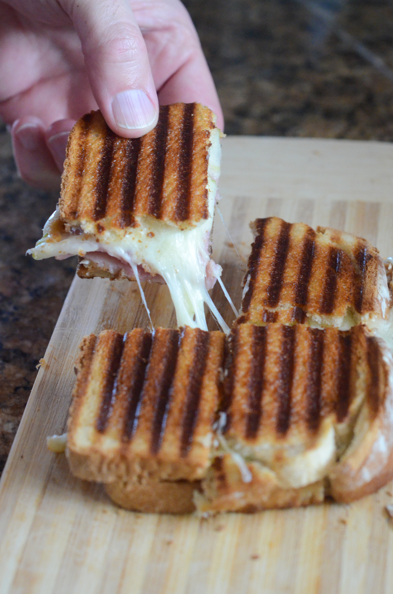 Best Cheese and Ham Panini Sandwich With Apple Slices