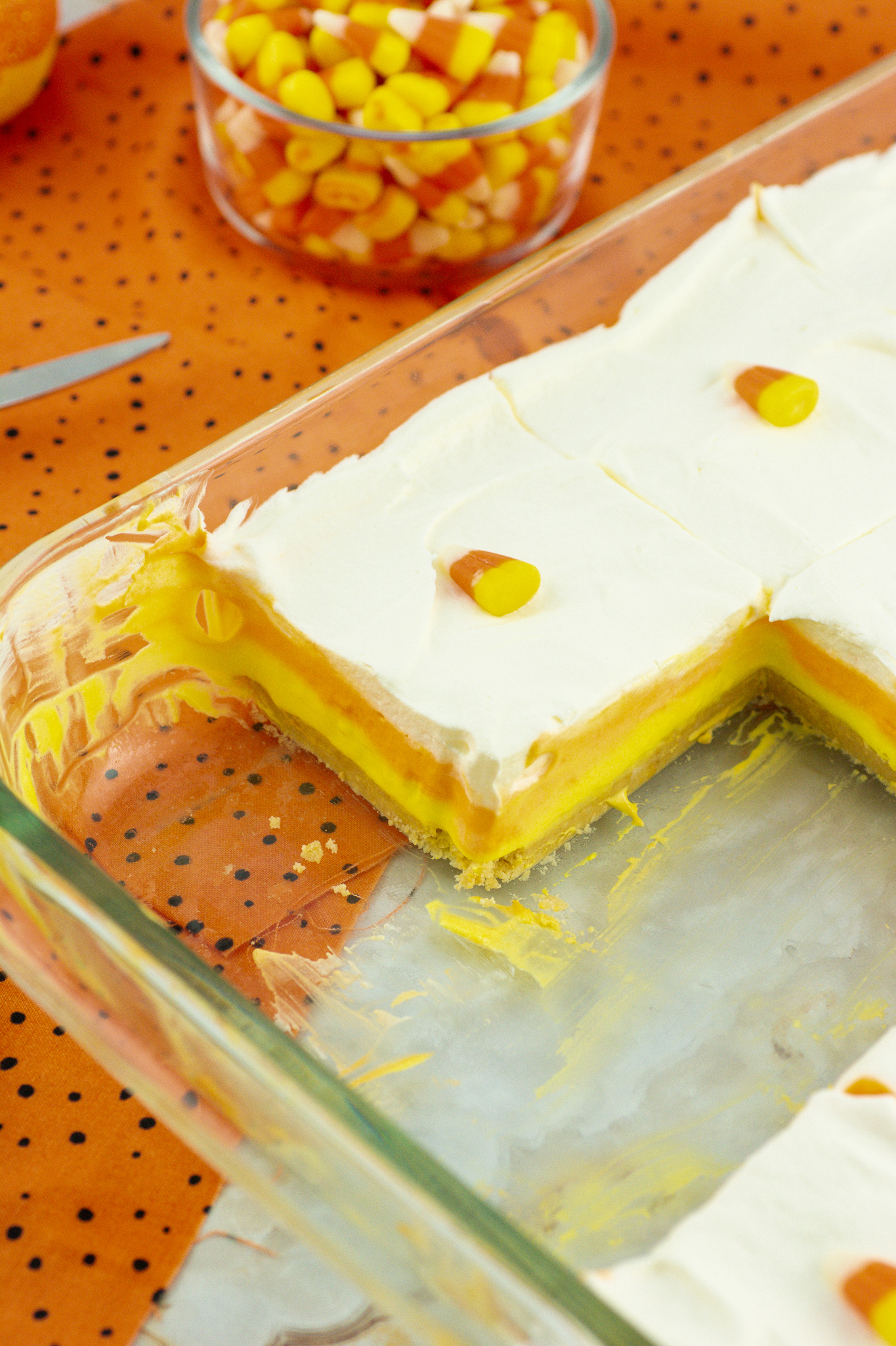 No Bake Candy Corn Lush for Halloween